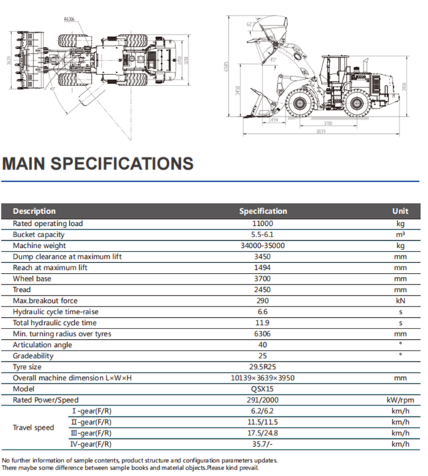 LW1100KV 11 Ton Large Wheel Loader | CCMIE GROUP